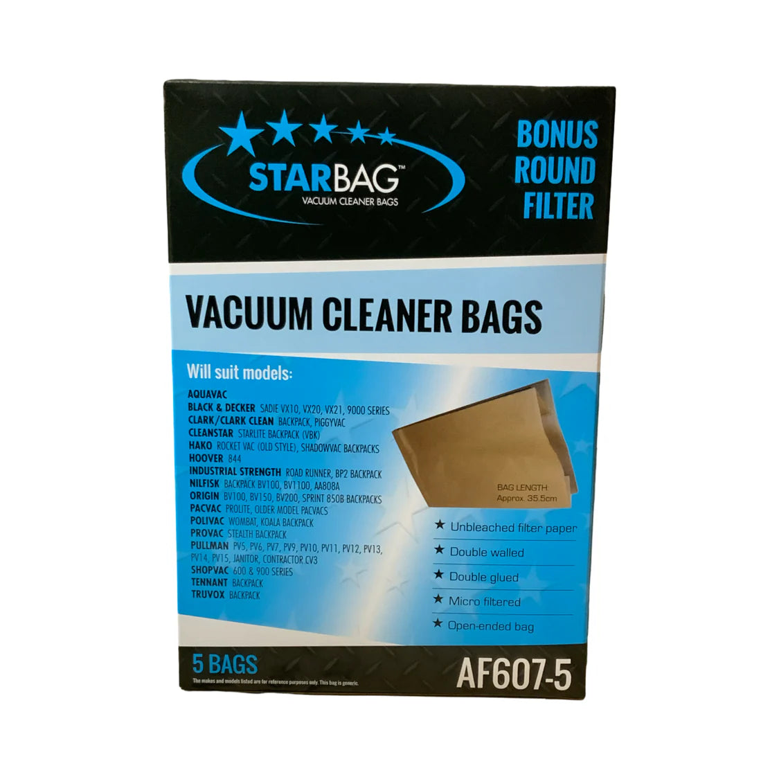 Rocket Vacuum Filter Bag Backpack 5PK Bonus Round Filter